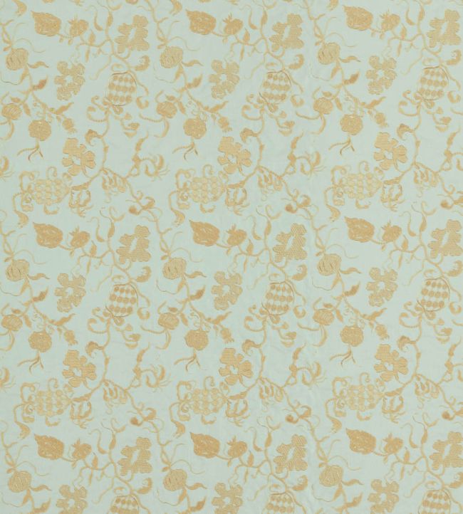 Mydsommer Pickings Fabric in Smog Blue/Lame Gold by Sanderson | Jane ...