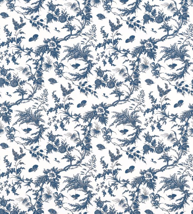 Newlands Toile Fabric in Blue by Anna French | Jane Clayton