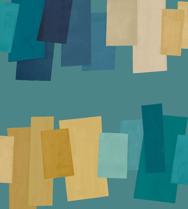 Offset Blocks Wallpaper in Sapphire Mix by Ohpopsi | Jane Clayton