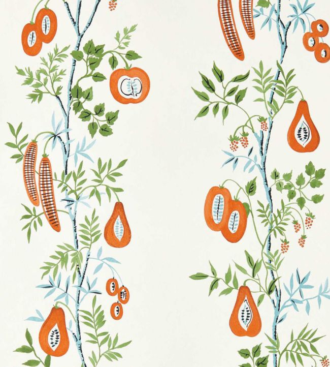 On The Vine Wallpaper in Tangerine/Kelly Green by Scion | Jane Clayton