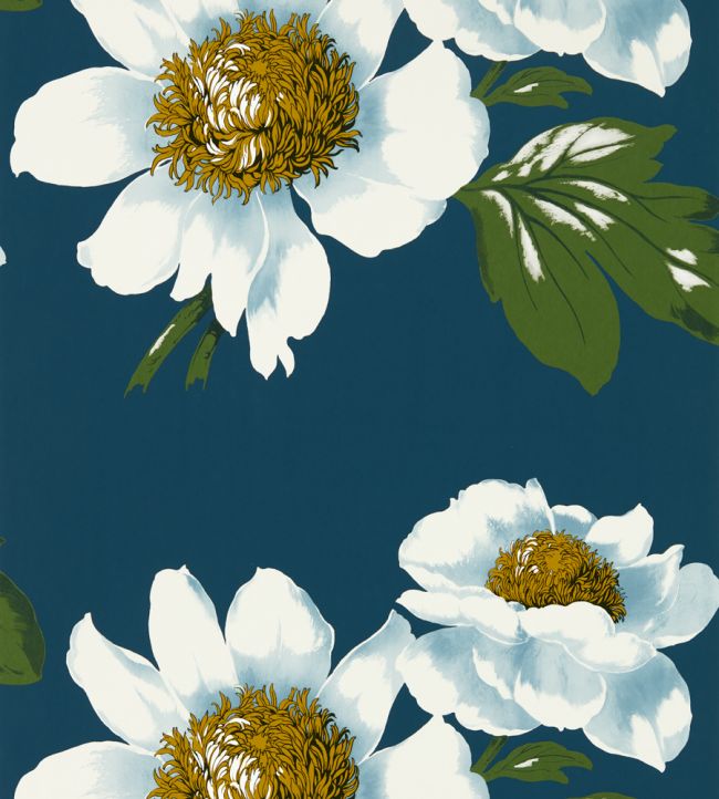 Paeonia Wallpaper in Azurite / Meadow / Nectar by Harlequin | Jane Clayton