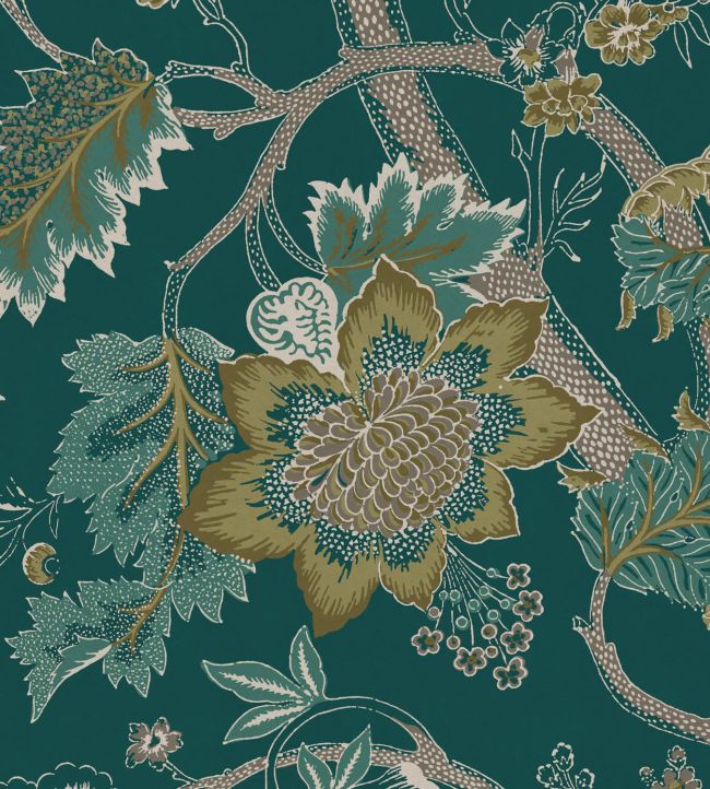 Palampore Velvet Fabric in Jade by Warner House | Jane Clayton