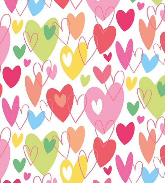 Pop Hearts Wallpaper in Tutti Frutti by Ohpopsi | Jane Clayton