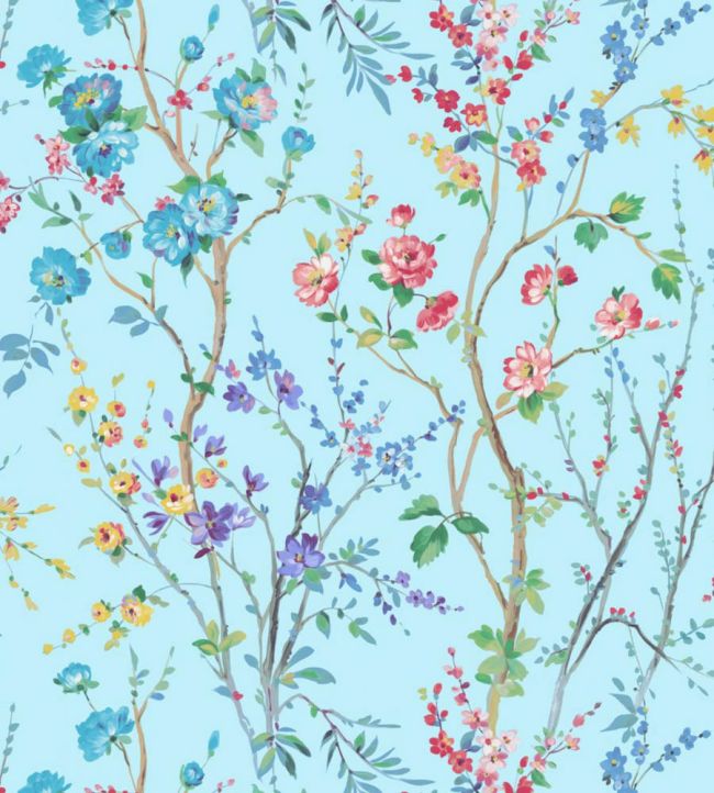 Potpourri Wallpaper in Turquoise by Scalamandre | Jane Clayton