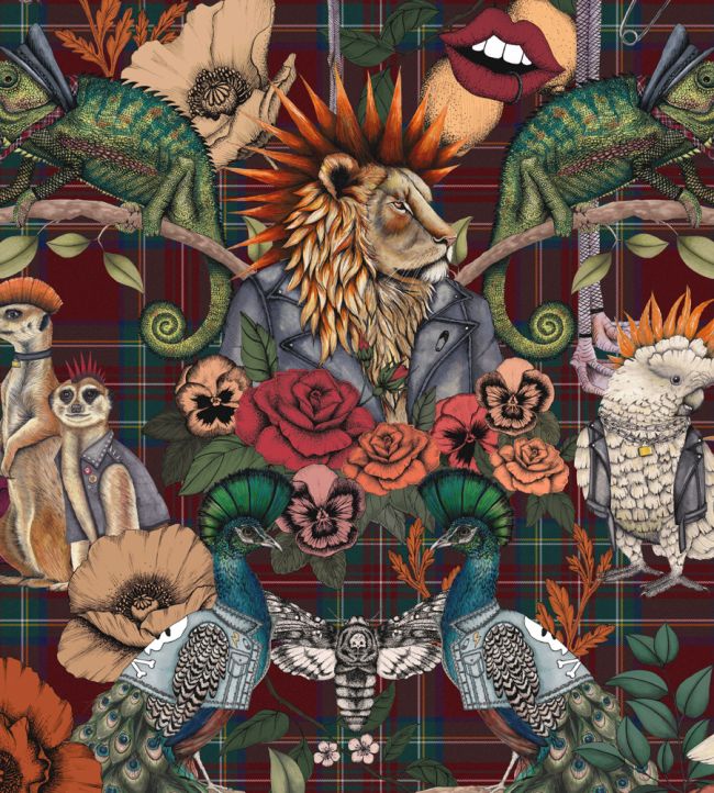Punk Rocks Wallpaper in Wine by Brand McKenzie | Jane Clayton