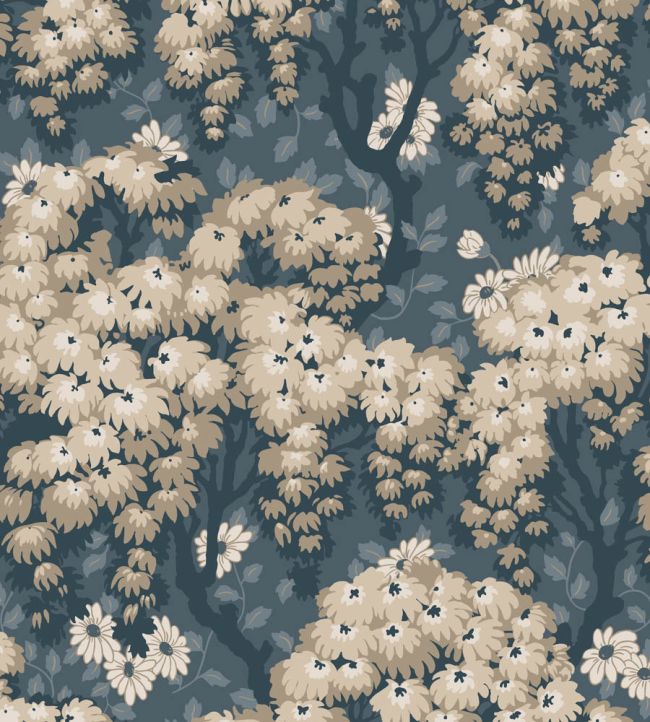Ragnvi Wallpaper in Midnight Blue by Sandberg | Jane Clayton