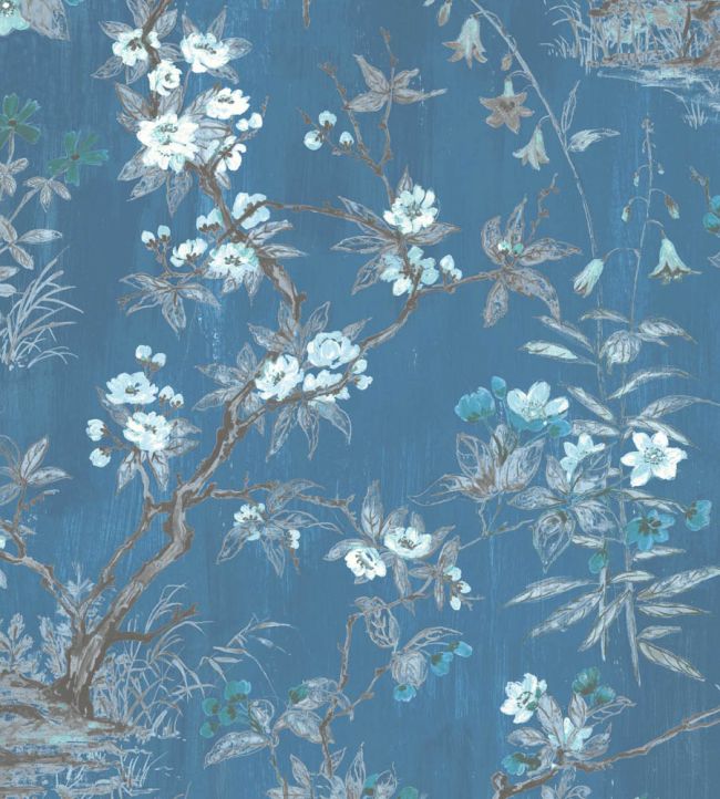 Rivington Wallpaper in China Blue by Woodchip & Magnolia | Jane Clayton