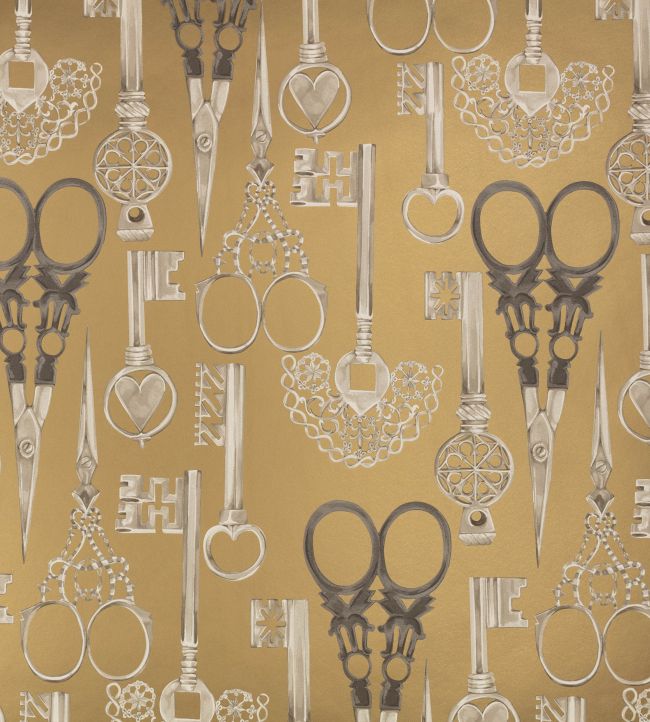 Roxanne Wallpaper in Vintage Gold by Temperley London for Romo | Jane ...