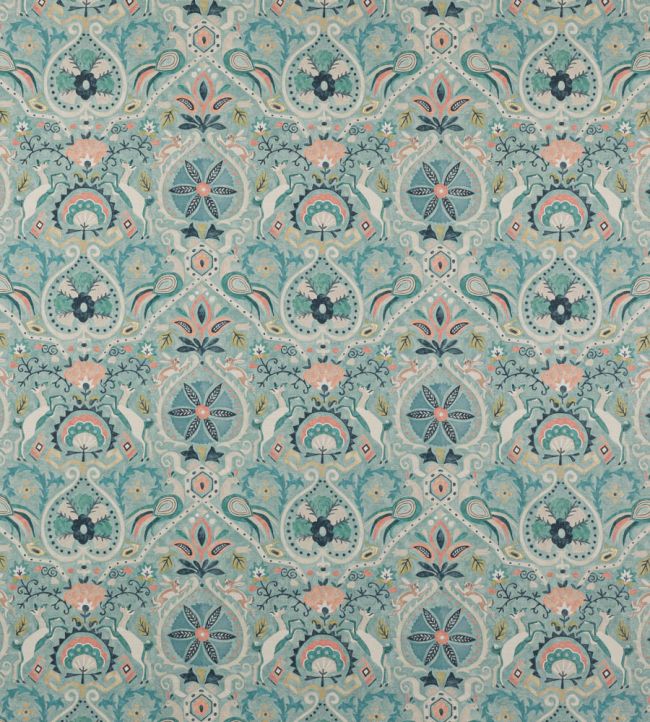 Roxton Fabric in Teal by Jane Churchill | Jane Clayton