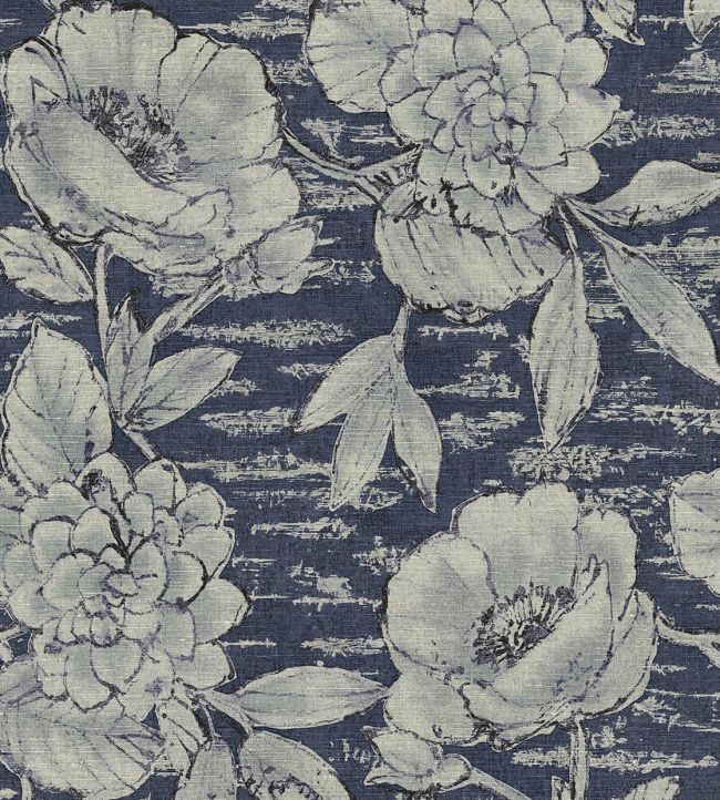 Rustic Floral Wallpaper in Blue by Eijffinger | Jane Clayton