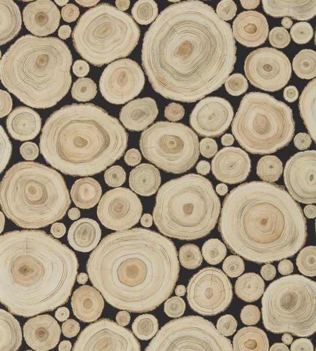 Alnwick Logs Wallpaper in Lacquer Black by Sanderson | Jane Clayton