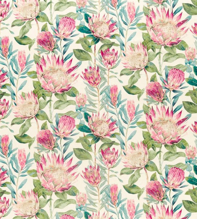 King Protea Fabric by Sanderson in Rhodera | Jane Clayton