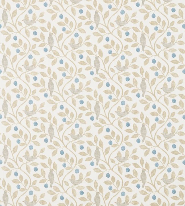 Damson Tree Fabric in Denim/Barley by Sanderson | Jane Clayton