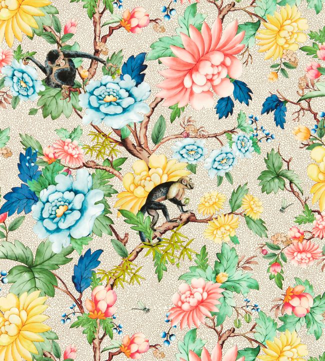 Sapphire Garden Wallpaper in Ivory by Clarke & Clarke | Jane Clayton