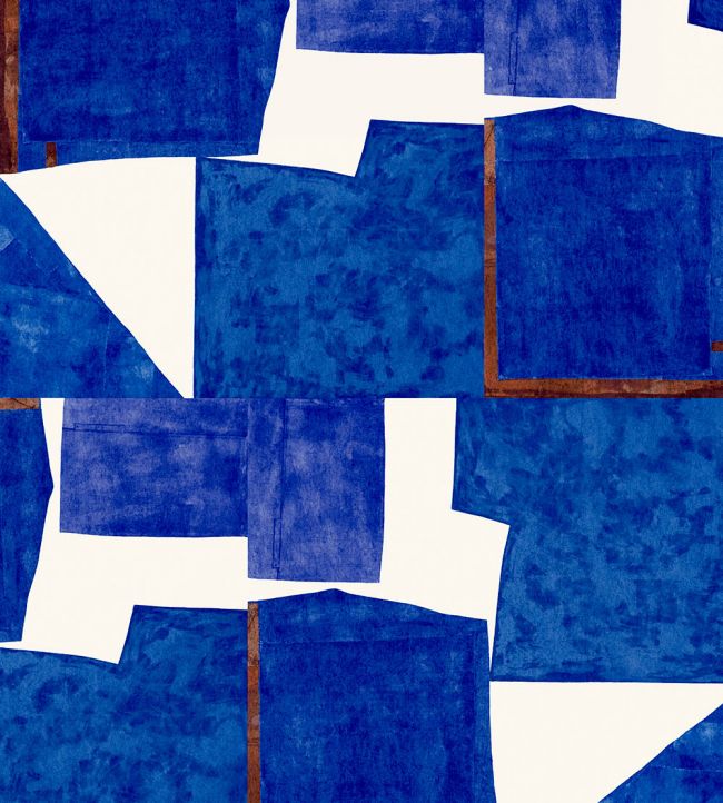 Sea Collage Grass Cloth Wallpaper in Cobalt by Sandra Blow for ...