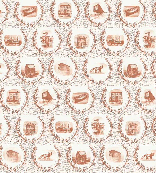 Set The Scene Wallpaper in Rust by Christopher Farr Cloth | Jane Clayton