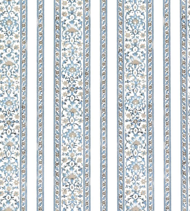 Shawl Stripe Fabric in Aqua & Beige by Titley and Marr | Jane Clayton