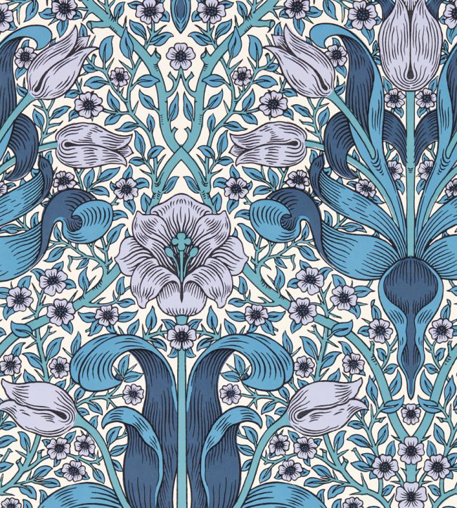 Spring Thicket Wallpaper in Indigo/Lilac by Morris & Co | Jane Clayton