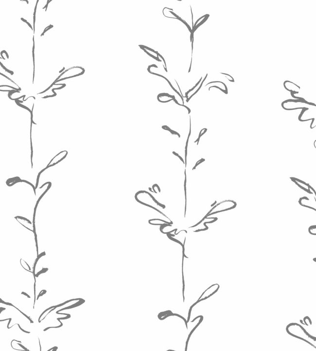 Stem Wallpaper in Grey/White by Erica Wakerly | Jane Clayton