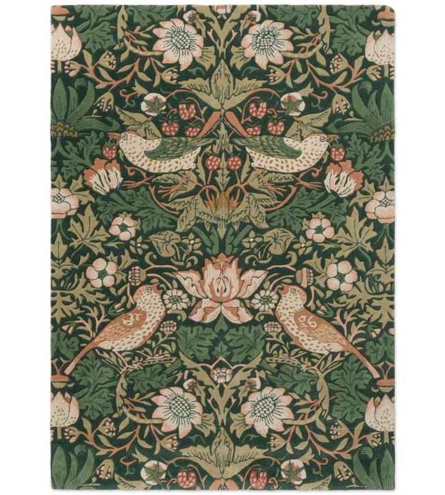 Strawberry Thief Rug in Forest by Morris & Co | Jane Clayton