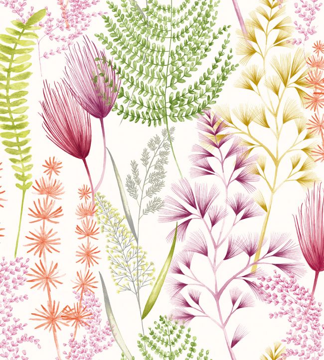Summer Ferns Wallpaper in Coral Pink by Ohpopsi | Jane Clayton