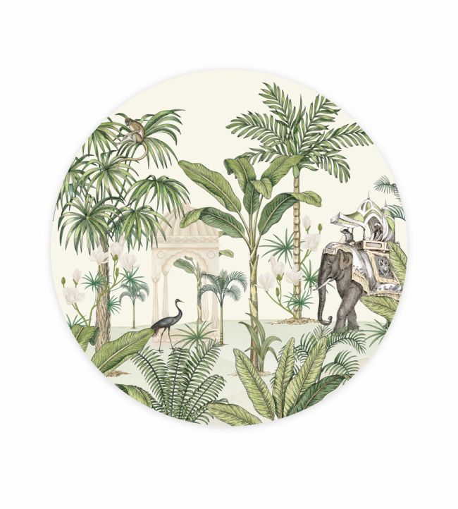 Sunday Walk Circle Ø 95cm Circle Wall Mural in Green by Creative Lab ...
