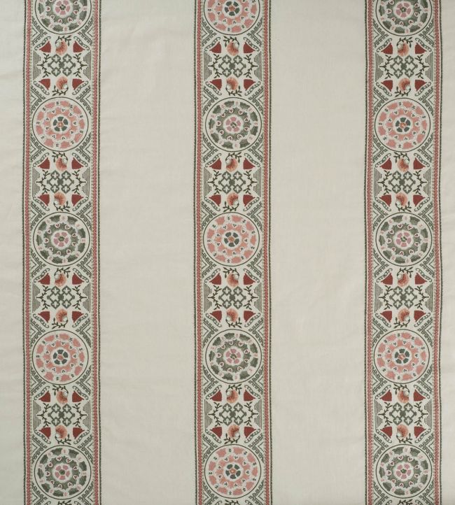 Suzani Stripe Fabric in Pink/Green by James Hare | Jane Clayton