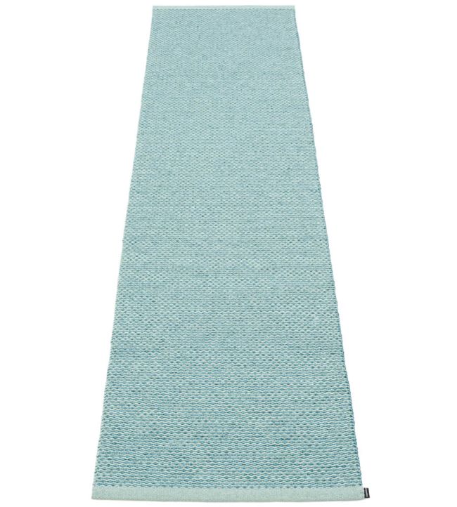Svea Runner Rug in Azurblue Metallic/Pale Turquoise by Pappelina | Jane ...