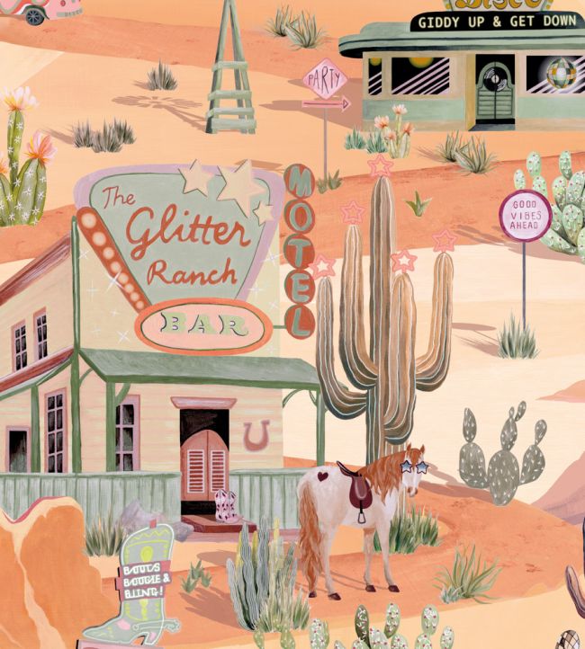 The Glitter Ranch Wallpaper in Desert Tan by Brand McKenzie | Jane Clayton