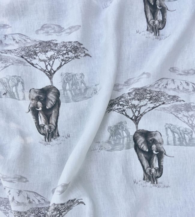 The Waterhole Fabric in Grey by Juliet Travers | Jane Clayton