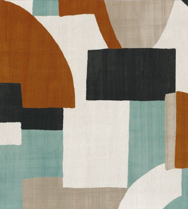 Trompe L'oeil Fabric in Celadon/Fauve by Casamance | Jane Clayton