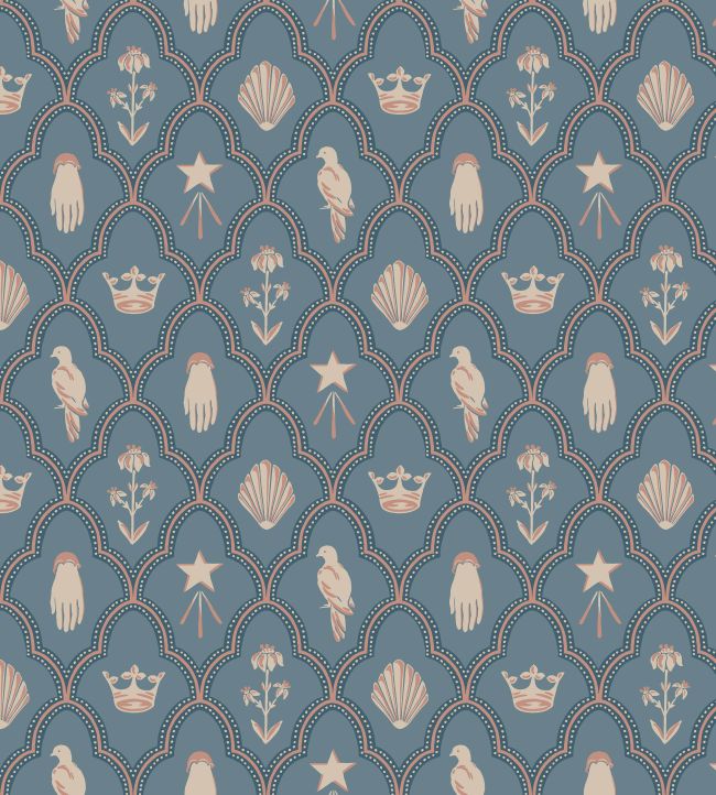 Turtledove Barn Wallpaper in Indigo Blue by Sandberg | Jane Clayton