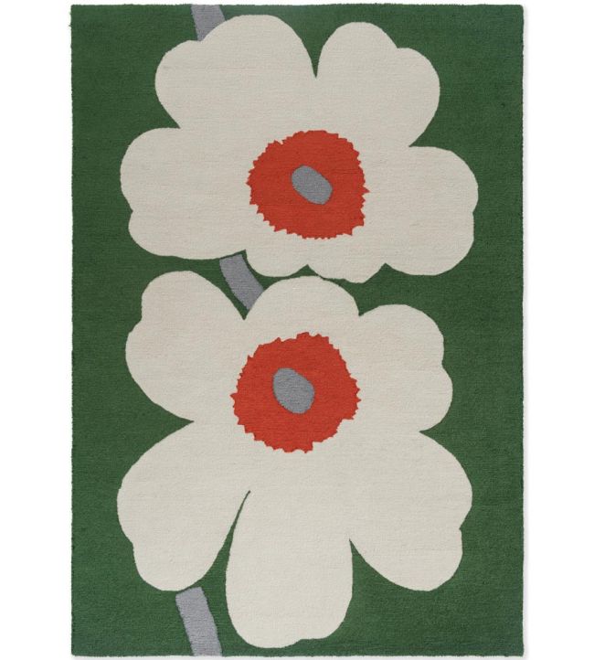 Unikko 60th Anniversary Outdoor Rug in Green By Marimekko x Brink ...