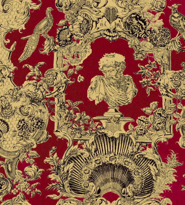 V&A Romano Fabric in Crimson by Arley House | Jane Clayton