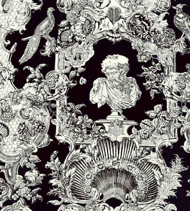 V&A Romano Fabric in Jet Black by Arley House | Jane Clayton