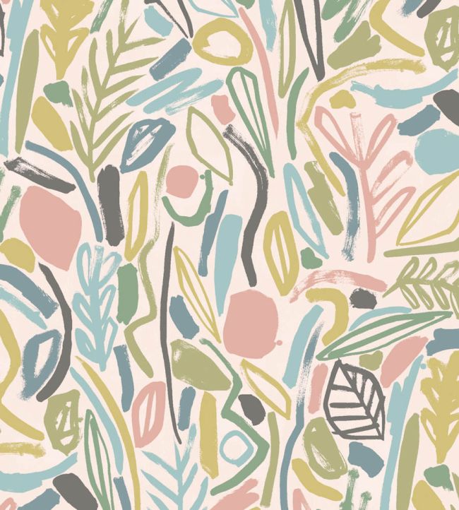Verdure Wallpaper in Blush & Petrol by Ohpopsi | Jane Clayton