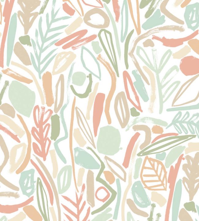 Verdure Wallpaper in Sage & Apricot by Ohpopsi | Jane Clayton