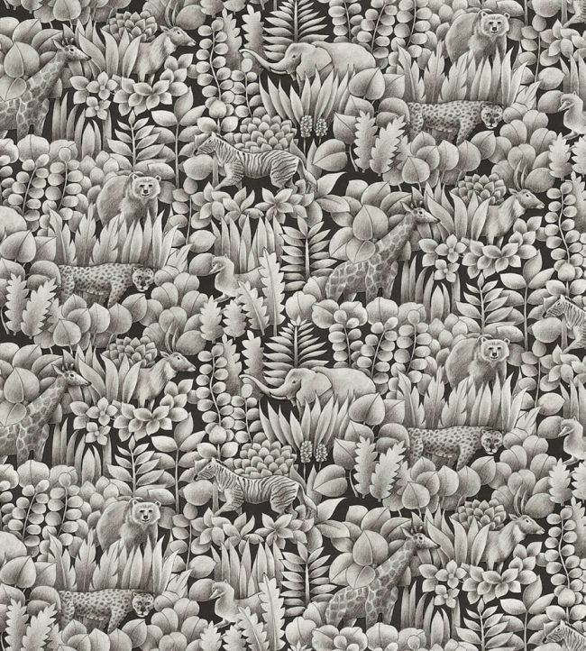 Zoo Friends Wallpaper in Pencil Grey by Today Interiors | Jane Clayton