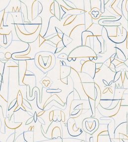 Animalia Wallpaper in Indigo by Coordonne | Jane Clayton