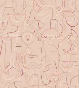 Animalia Wallpaper in Peach by Coordonne | Jane Clayton