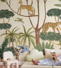 Wild Wood Wallpaper mural in Emerald by Coordonne | Jane Clayton