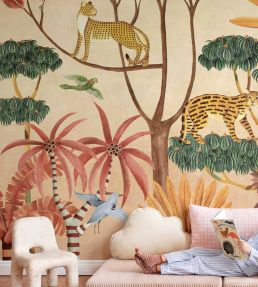 Wild Wood Wallpaper mural in Peach by Coordonne | Jane Clayton
