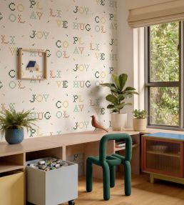 Wordplay Wallpaper in Emerald by Coordonne | Jane Clayton
