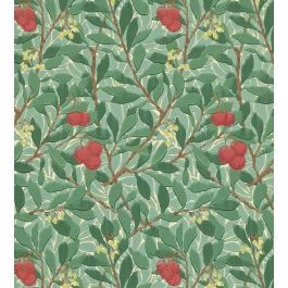 Arbutus Wallpaper in Dark Green/Red by Morris & Co | Jane Clayton
