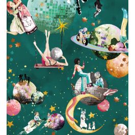 Cosmic Groove Wallpaper in Aurora by Brand McKenzie | Jane Clayton