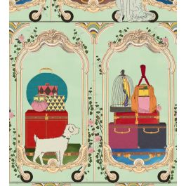 Fancy Trip Wallpaper in Turquoise by MINDTHEGAP | Jane Clayton