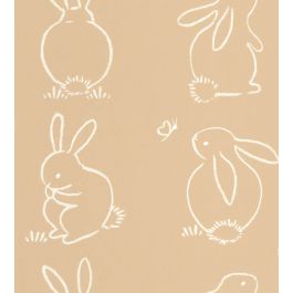 Funny Bunny Wallpaper in Beige Camel by Casadeco | Jane Clayton