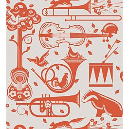 Pet Sounds Wallpaper by Mini Moderns in Harvest Orange | Jane Clayton