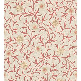 Scroll Wallpaper in Light Brick/Buff by Morris & Co | Jane Clayton