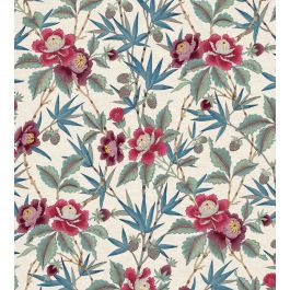 Oriental Peony Fabric in Raspberry by Warner House | Jane Clayton